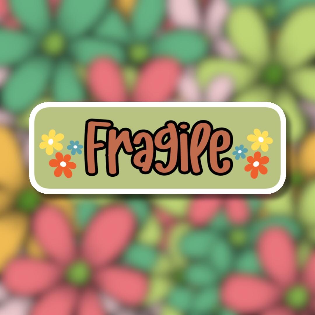 Green Floral Fragile Happy Mail Stickers, Small Business, Sticker Sheet ...