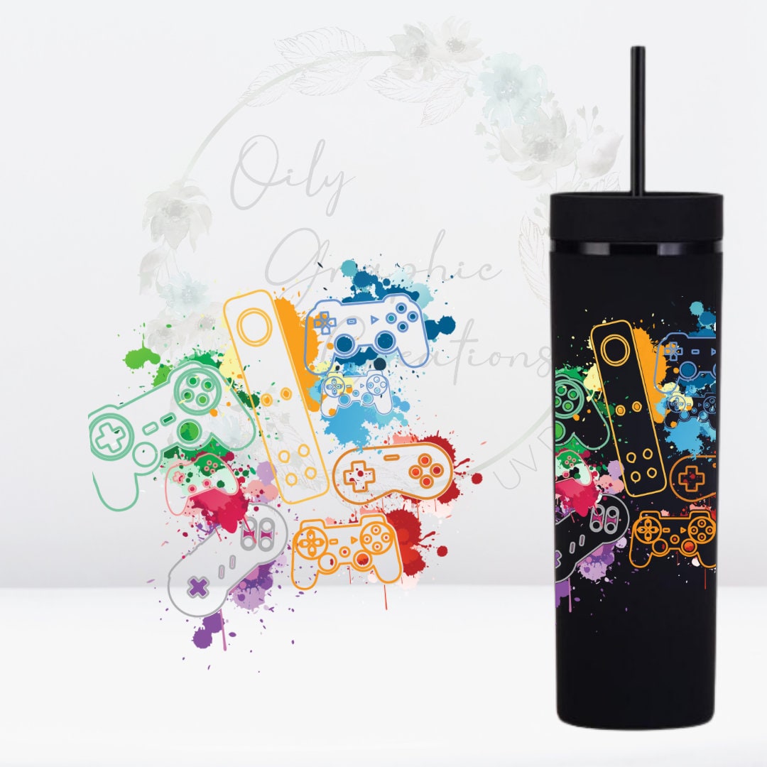 Colorful Controllers UV DTF 16oz Tall Skinny Tumbler Wrap, 16oz Wrap ...