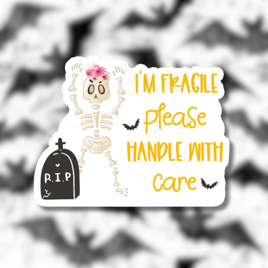 Skeleton Fragile Happy Mail Stickers, Small Business, Sticker Sheet ...