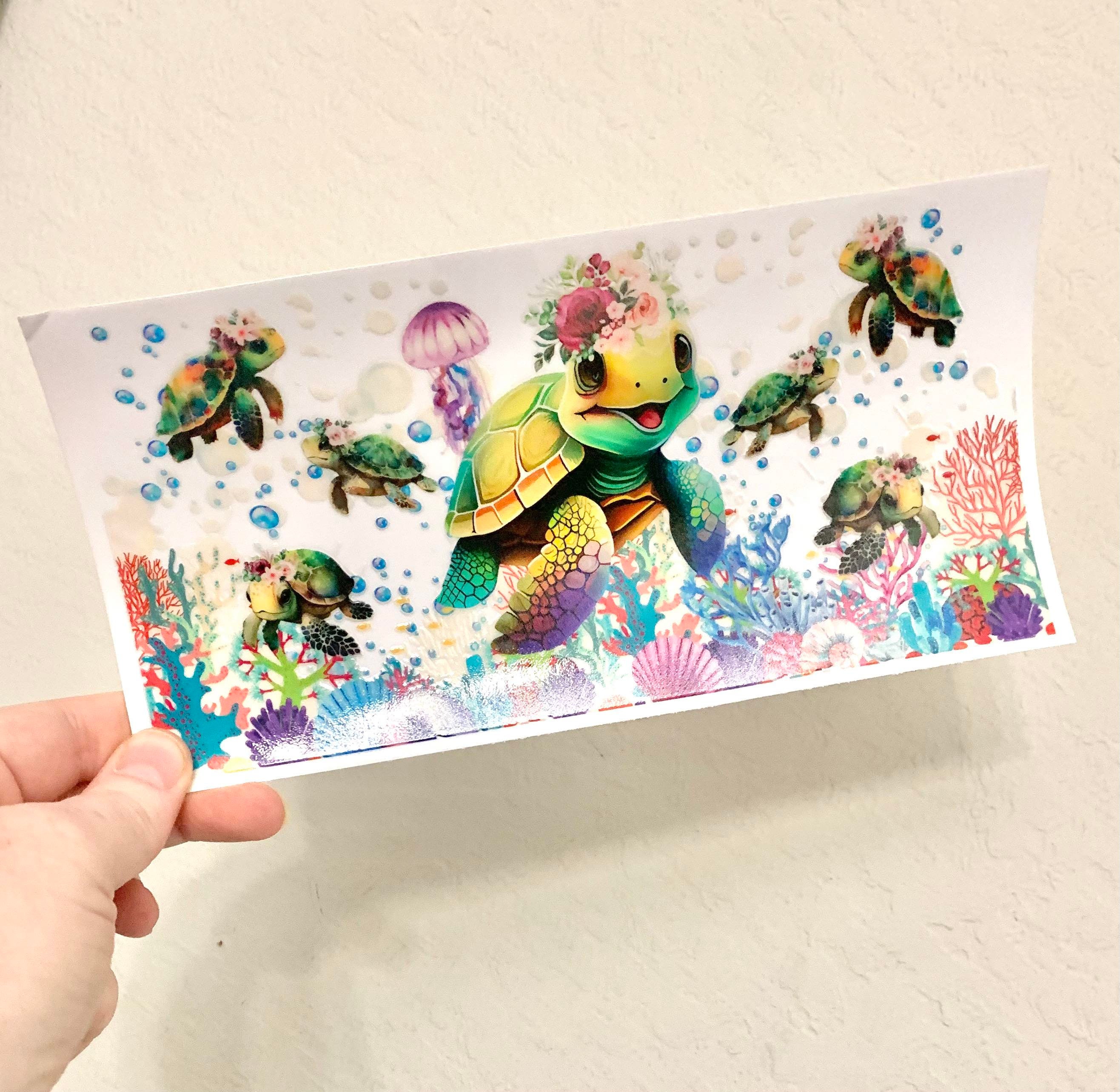 Sea Turtles UV DTF Wrap, 16oz Glass Can Wrap, Glass Cup, Transfer ...