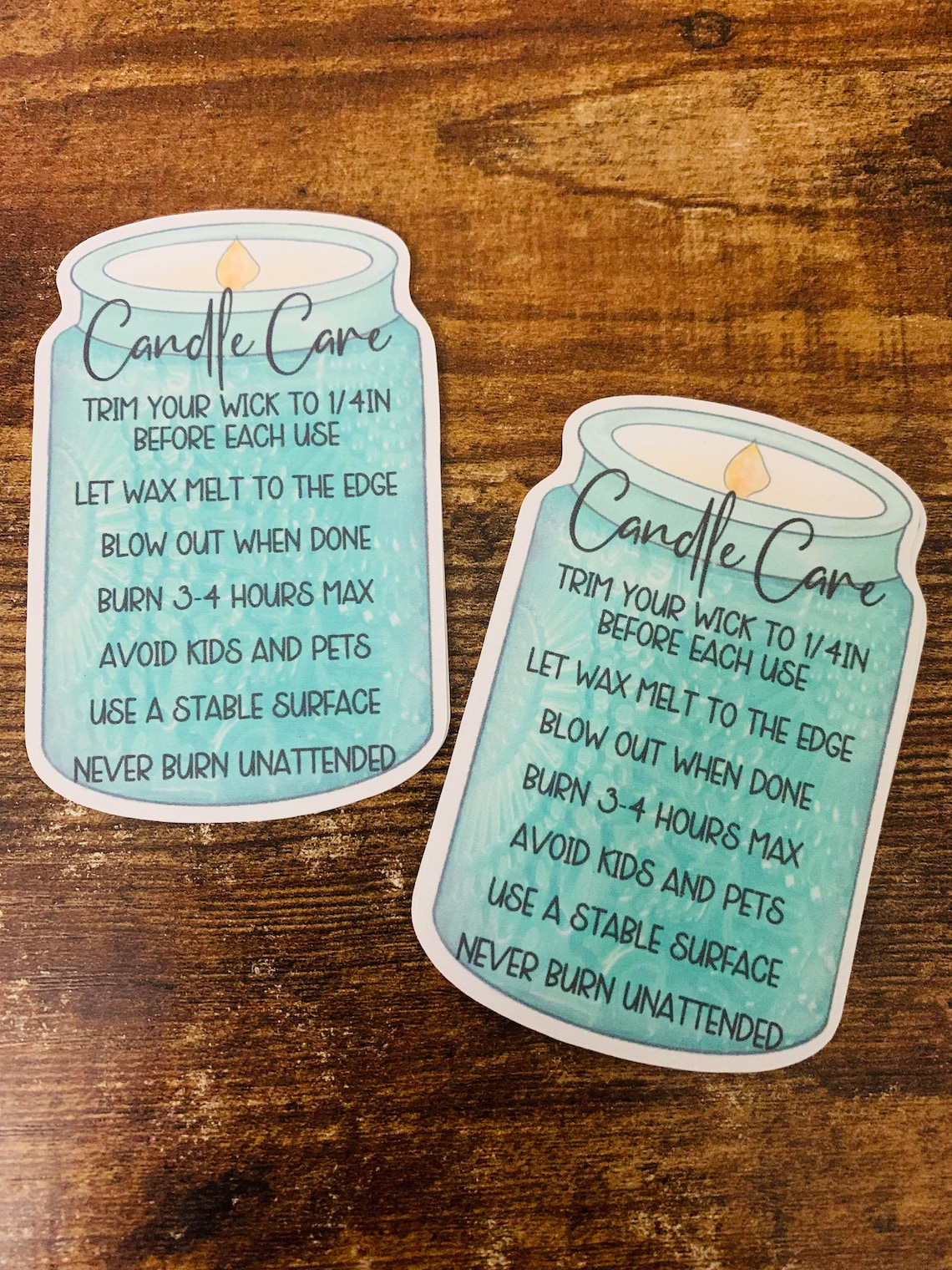 Candle Care Cards, Printed Care Cards, Candle Care, Care Instructions ...