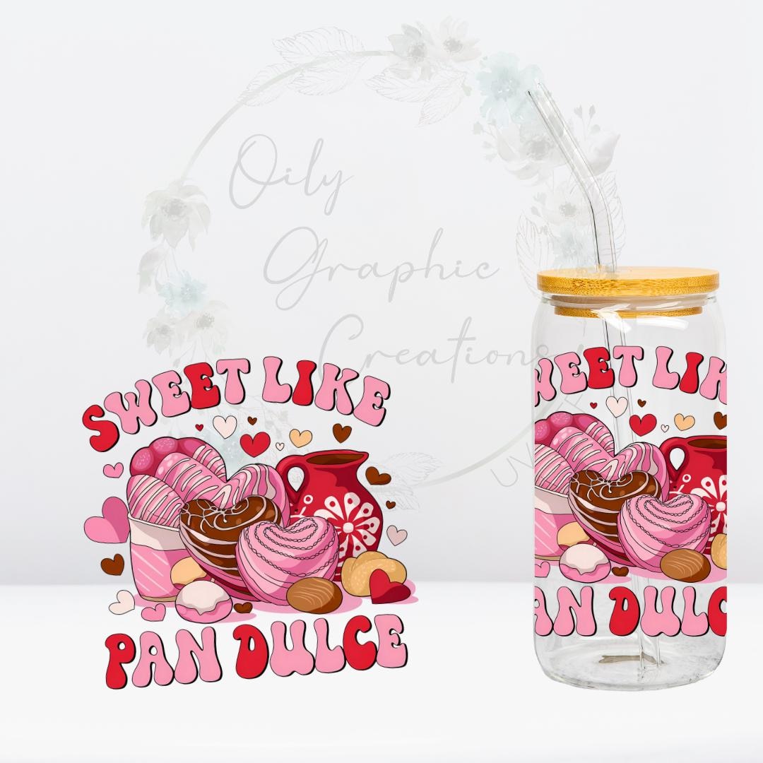 Sweet Like Pan Dulce UV DTF 4in Decal, 16oz Glass Can Decal, Glass Cup ...