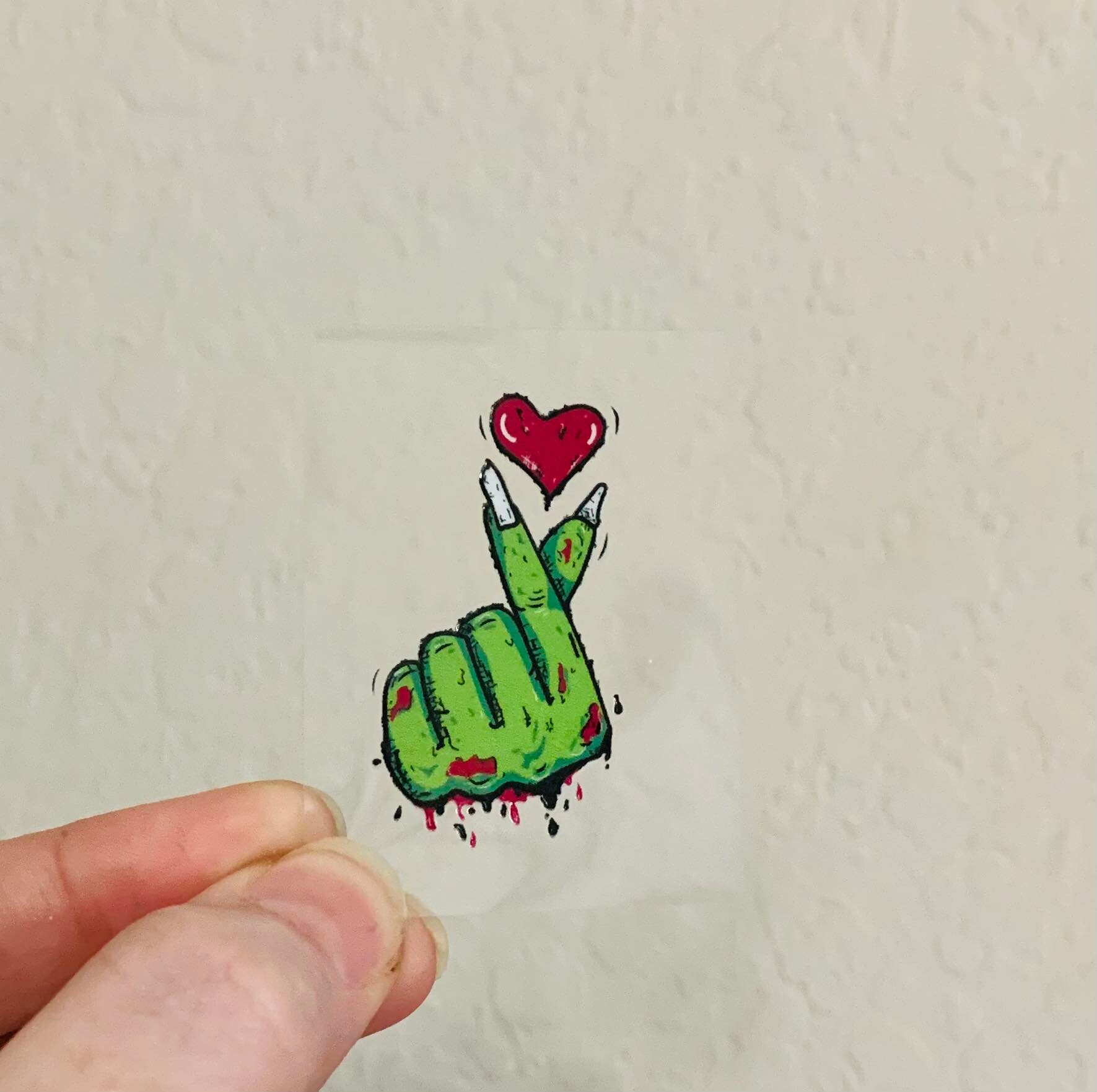 Zombie Snap Heart UV DTF Keychain Decal, Keychain Decal, Hotel Style ...