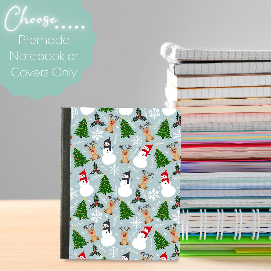 Snowmen & Reindeer Mini Composition Notebook and Covers, School ...