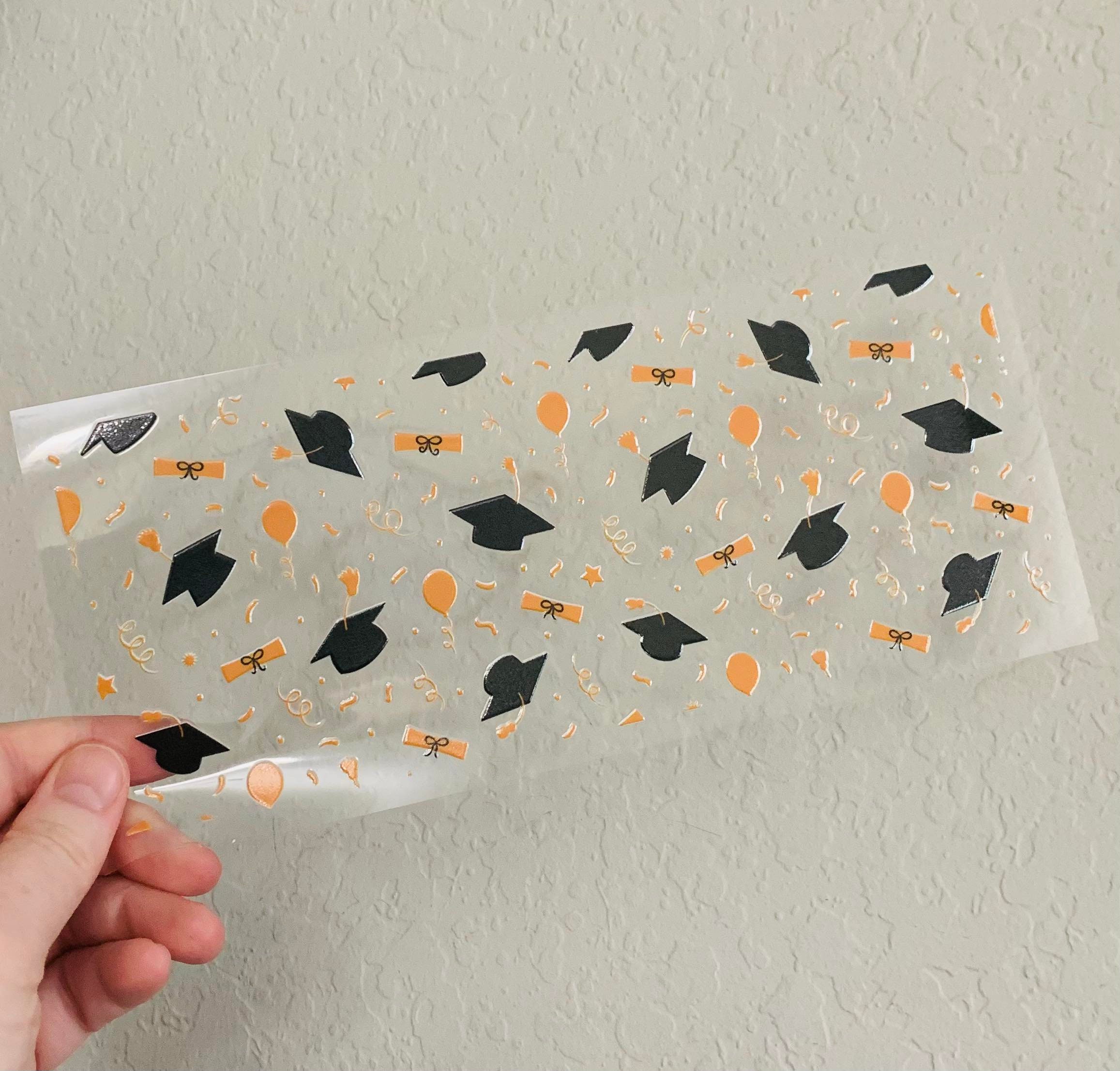 Caps and Diplomas UV DTF Wrap, 16oz Glass Can Wrap, Glass Cup, Transfer ...