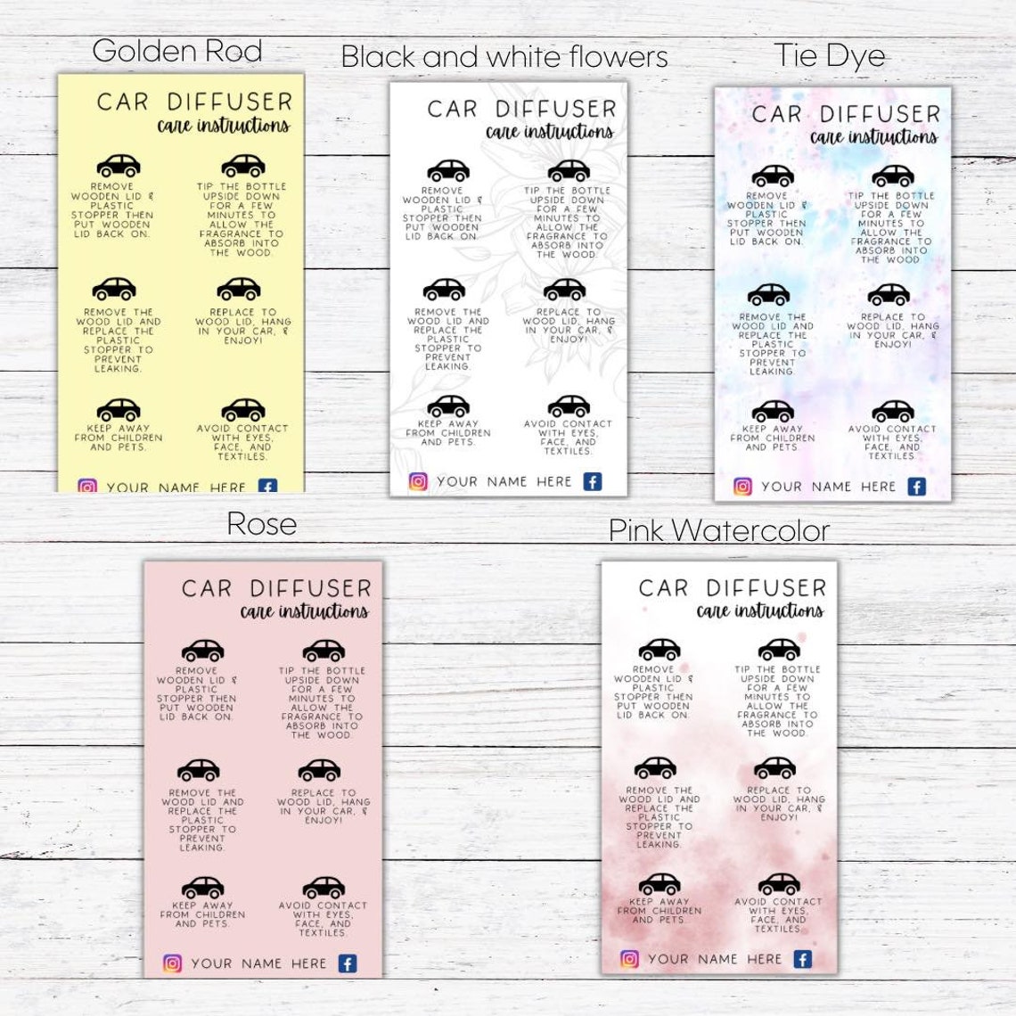 Car Diffuser Care Cards, Printed Care Card, Diffuser Care, Diffuser ...