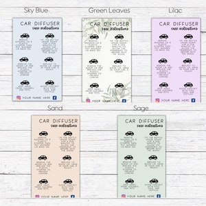 Car Diffuser Care Cards, Printed Care Card, Diffuser Care, Diffuser ...