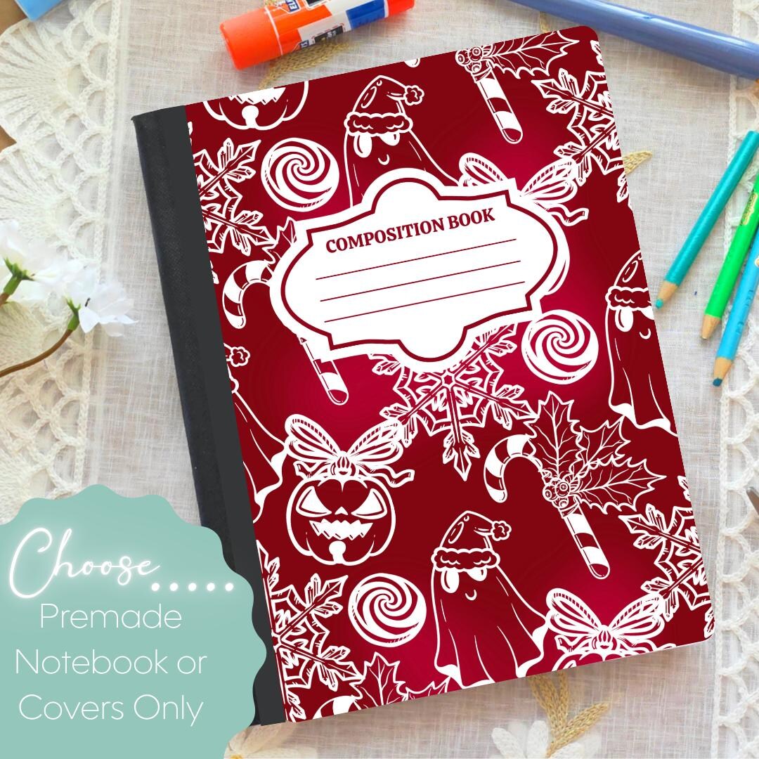 Red Gothic Christmas Composition Notebook & Covers, School Supplies ...
