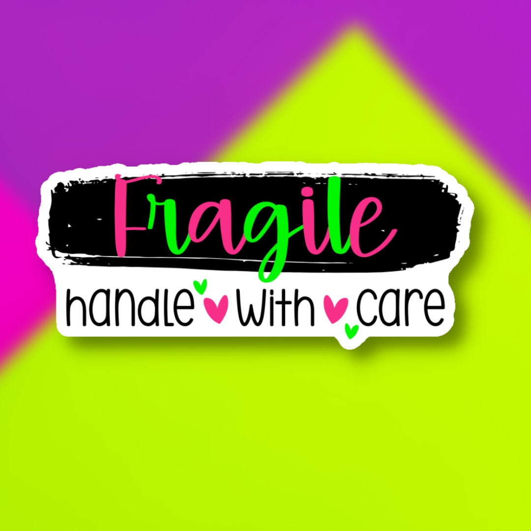 Fragile Handle With Care Hearts Happy Mail Stickers, Packaging Sticker ...