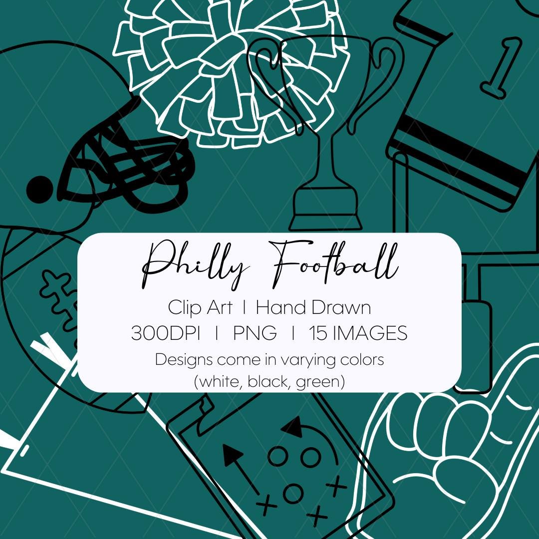 Philly Football Clip Art Bundle, Hand Drawn, Images, PNG, Files ...