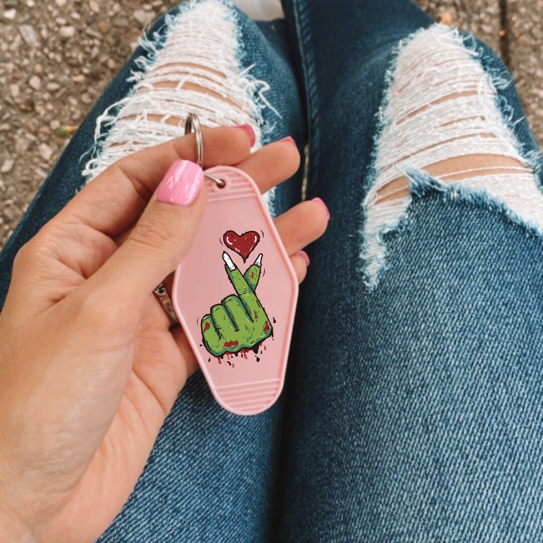 Zombie Snap Heart UV DTF Keychain Decal, Keychain Decal, Hotel Style ...