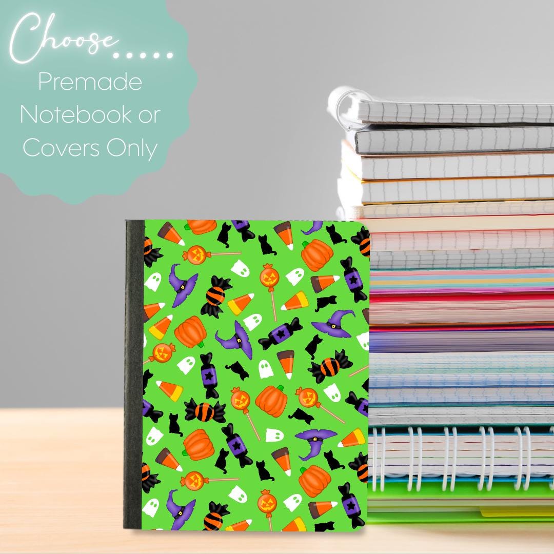 Halloween Candy Mini Composition Notebook & Covers, School Supplies ...