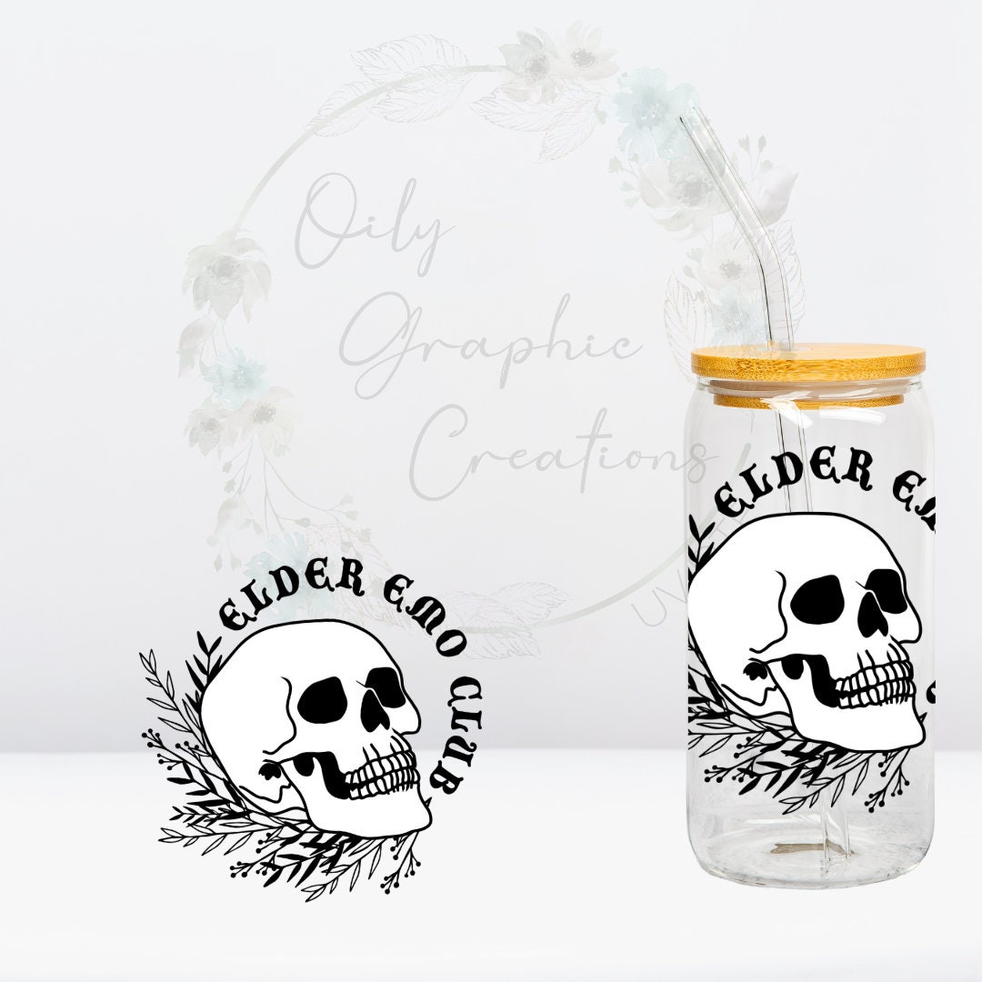 Emo Club UV DTF 4in Decal, 16oz Glass Can Decal, Glass Cup, Decal, Wrap ...
