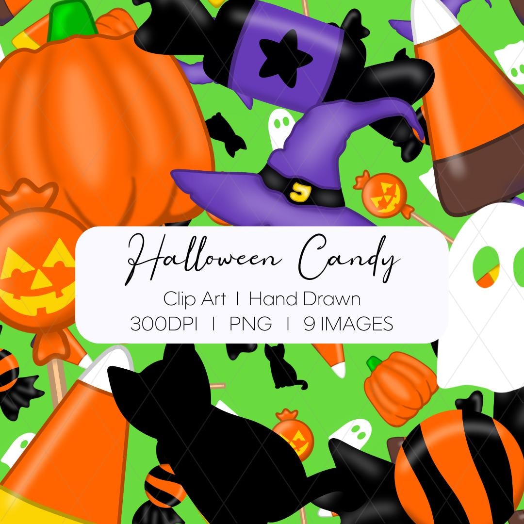 Halloween Candy Clip Art Bundle, Hand Drawn, Images, PNG, Files ...