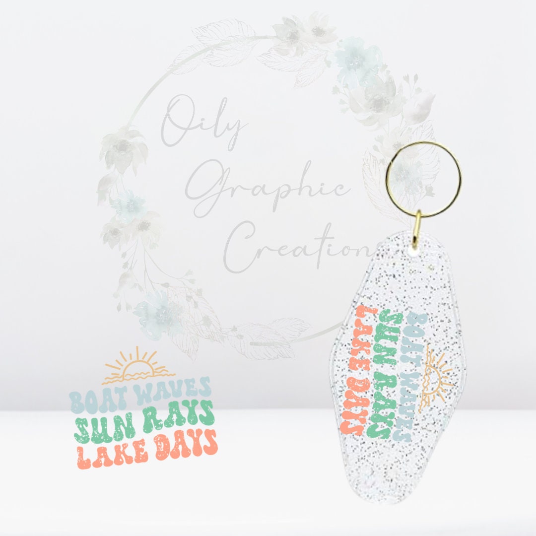 Boat Sun Lake UV DTF Keychain Decal, Keychain Decal, Hotel Style, Decal ...