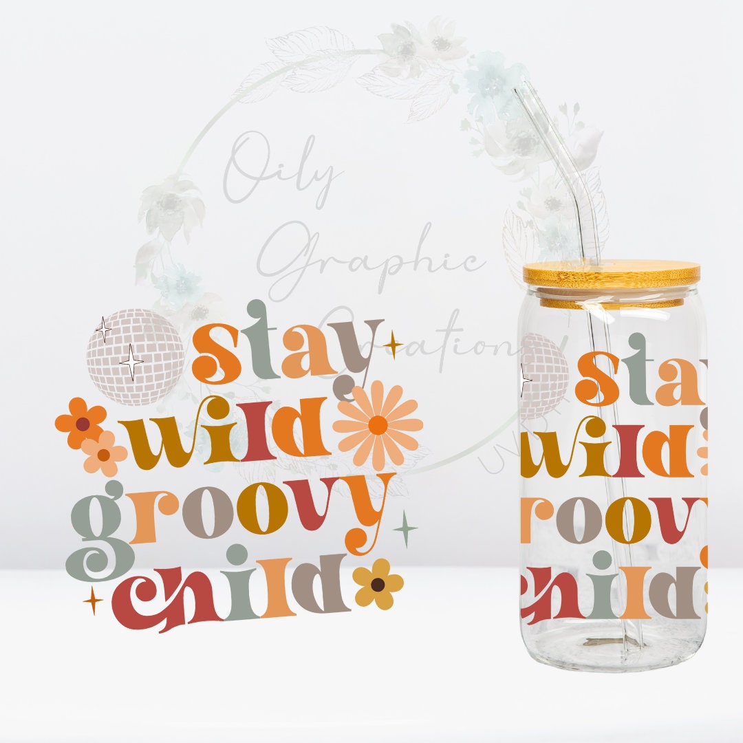 Groovy Child Disco UV DTF Decal, 16oz Glass Can Decal, Glass Cup, Decal ...
