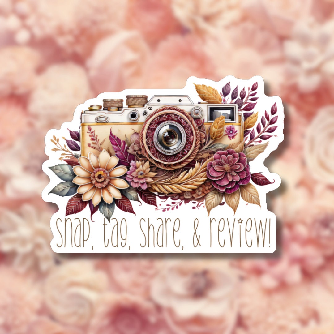 Snap Tag Flower Camera Happy Mail Stickers, Small Business, Sticker ...