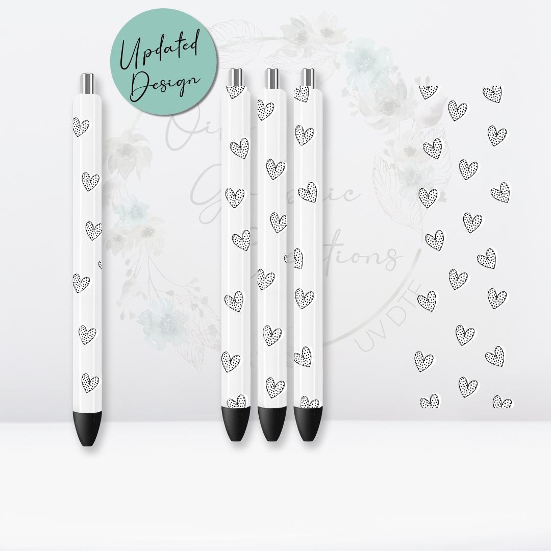 Polka Dot Mini Hearts Pen UV DTF Decal, Pen Decal, Pen Wrap, Ball Point ...