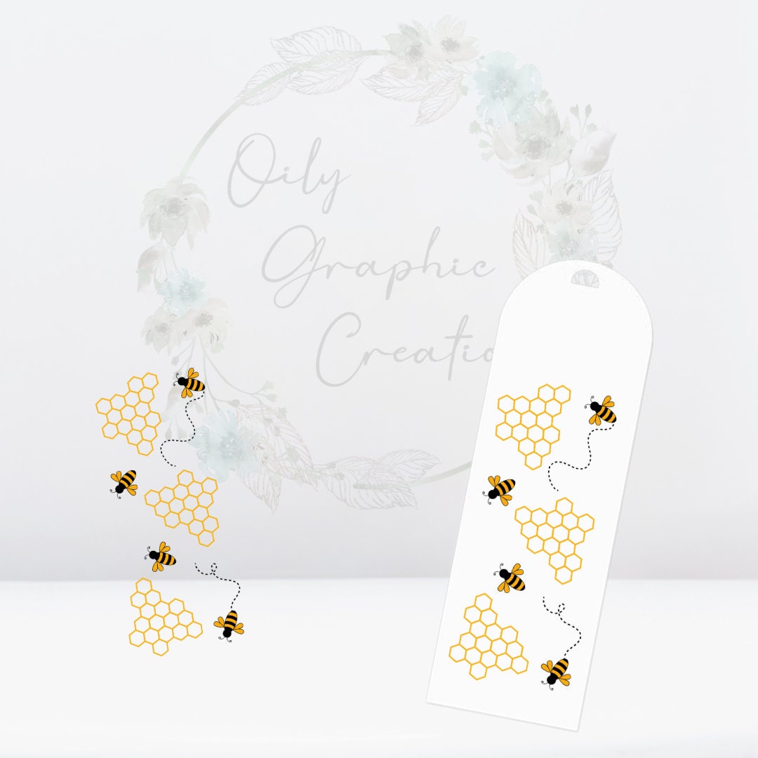 Honey & Bees UV DTF Bookmark Decal, Bookmark, Book, Reading, Decal ...