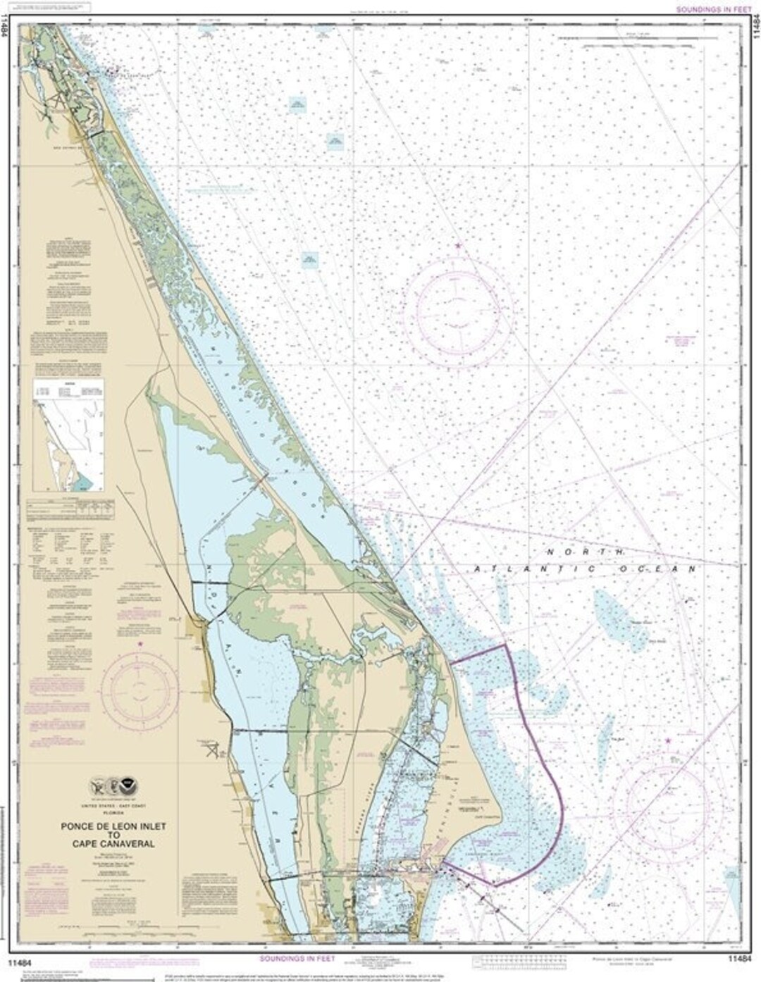 NOAA Nautical Chart of Ponce De Leon Inlet South to Cape - Etsy