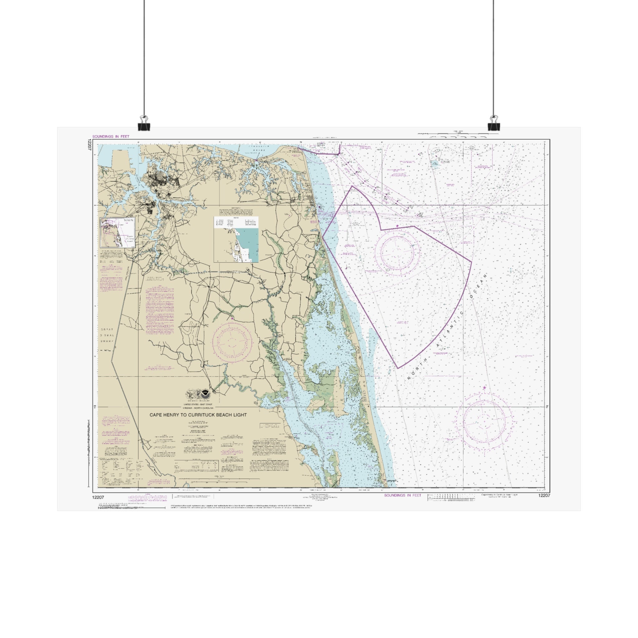 Nautical Chart of Cape Henry to Currituck Beach Light - Etsy