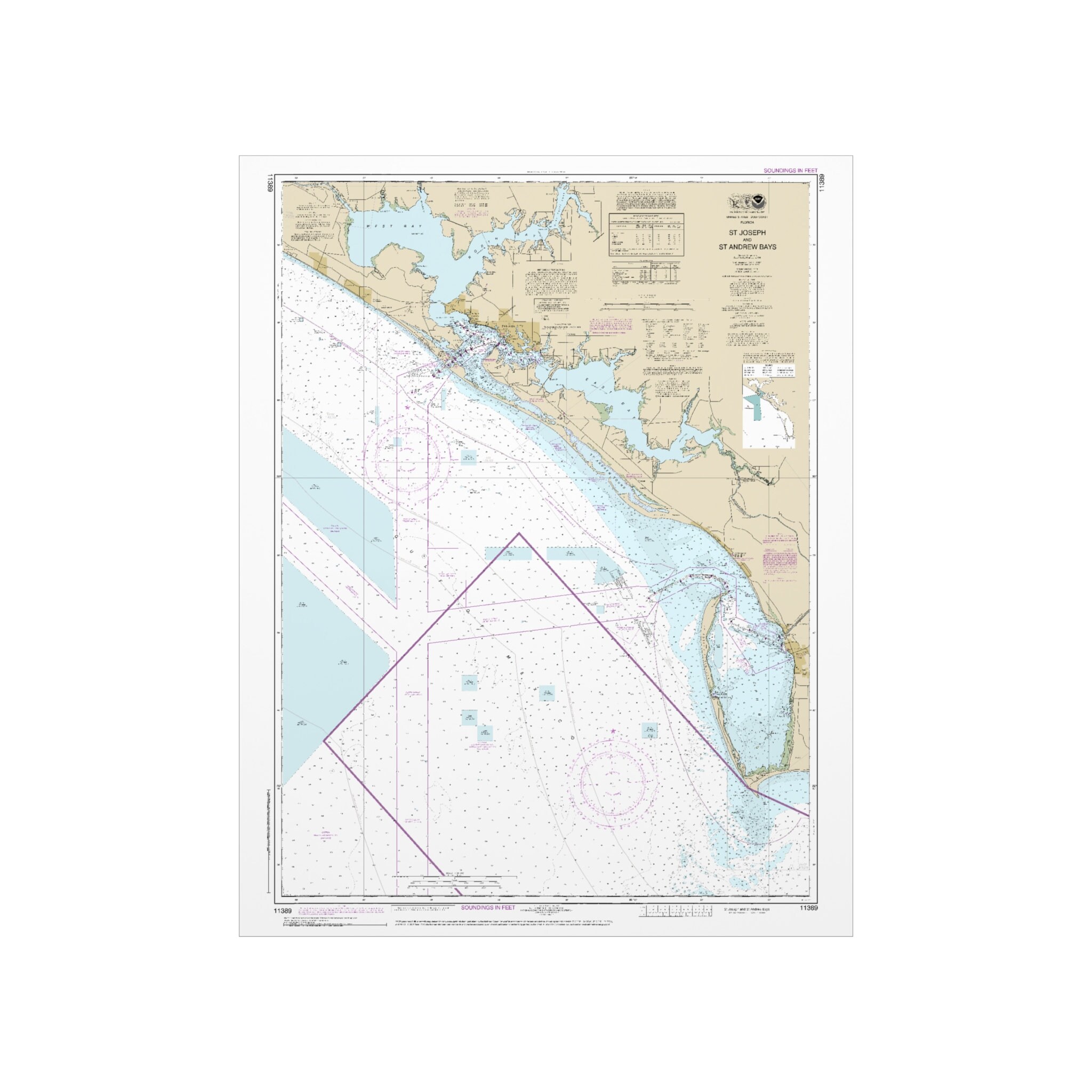 NOAA Nautical Chart of Panama City to Include St Joseph and St - Etsy