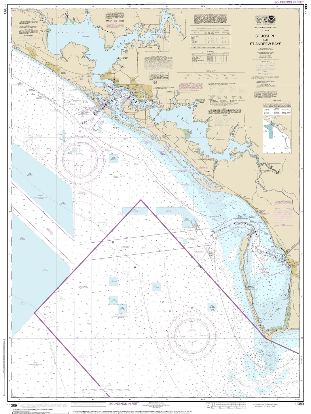 NOAA Nautical Chart of Panama City to Include St Joseph and St - Etsy