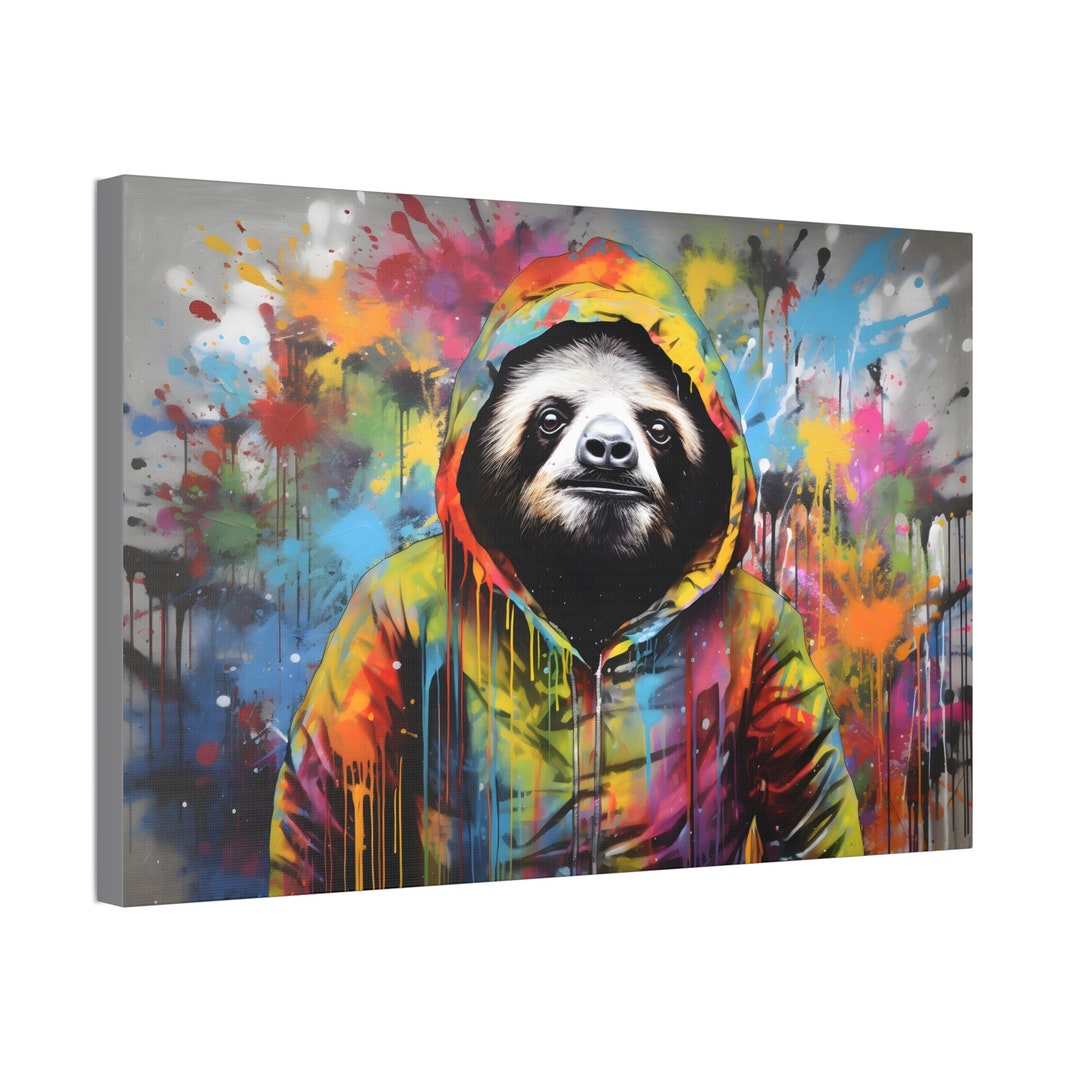 Sloth Canvas Pop Art Graffiti Art - Etsy