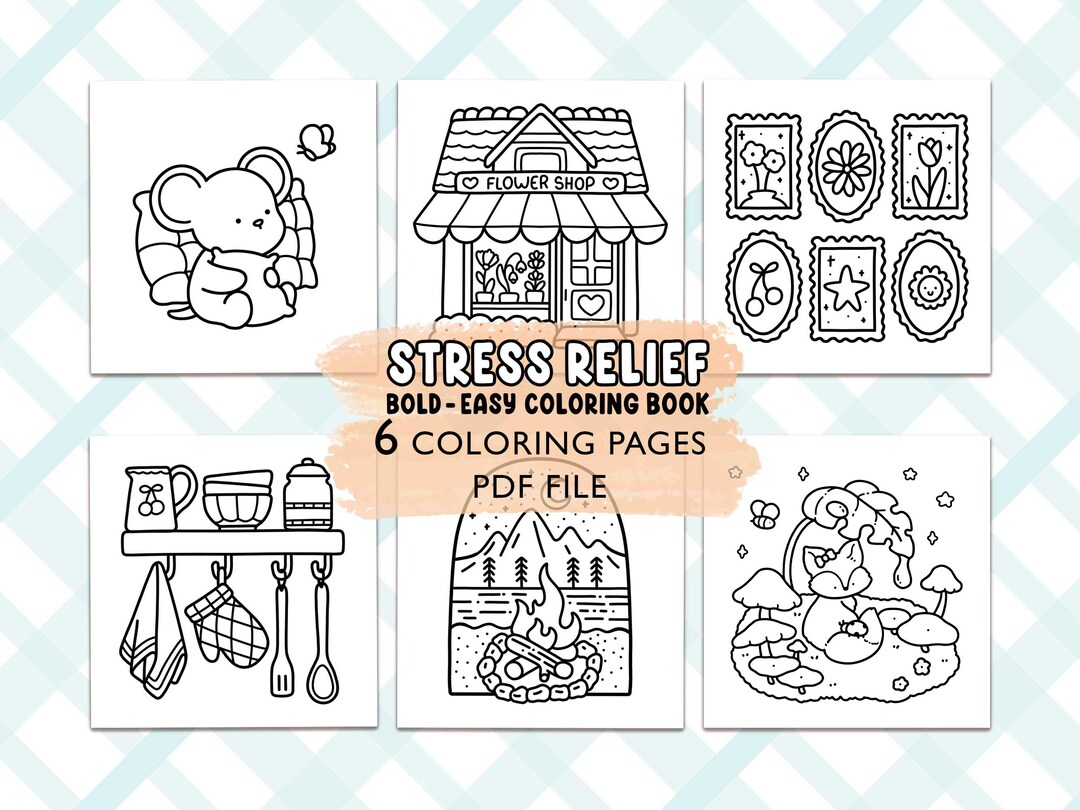 Stress Relief: Simple and Relaxing Coloring Book by Coco Wyo - Etsy