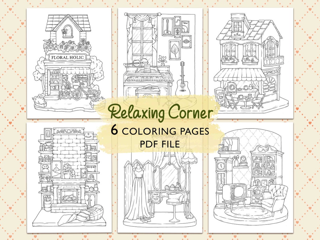 Relaxing Corner: Peaceful Spaces Coloring Book by Coco Wyo - Etsy