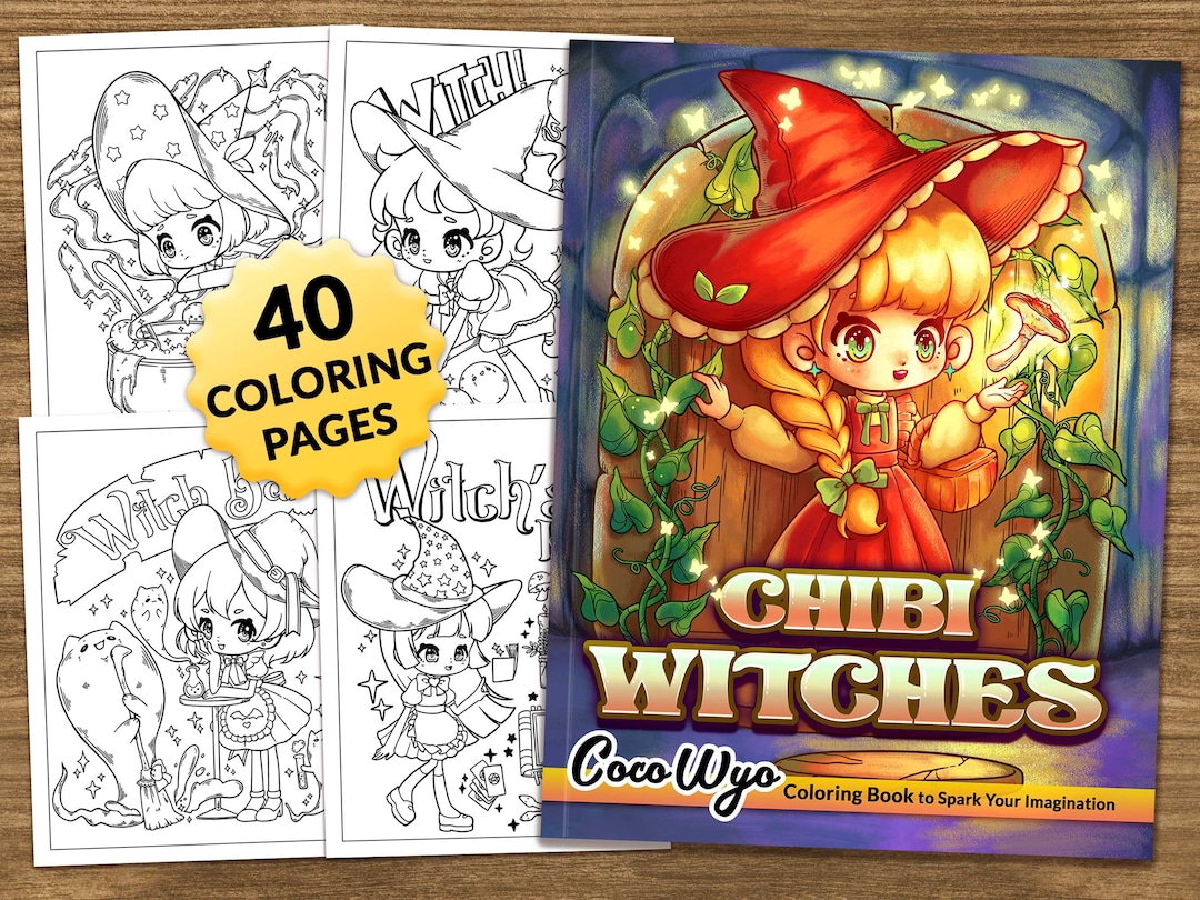 Chibi Witches: Cute Fantasy Coloring Book for Relaxing by Coco Wyo - Etsy