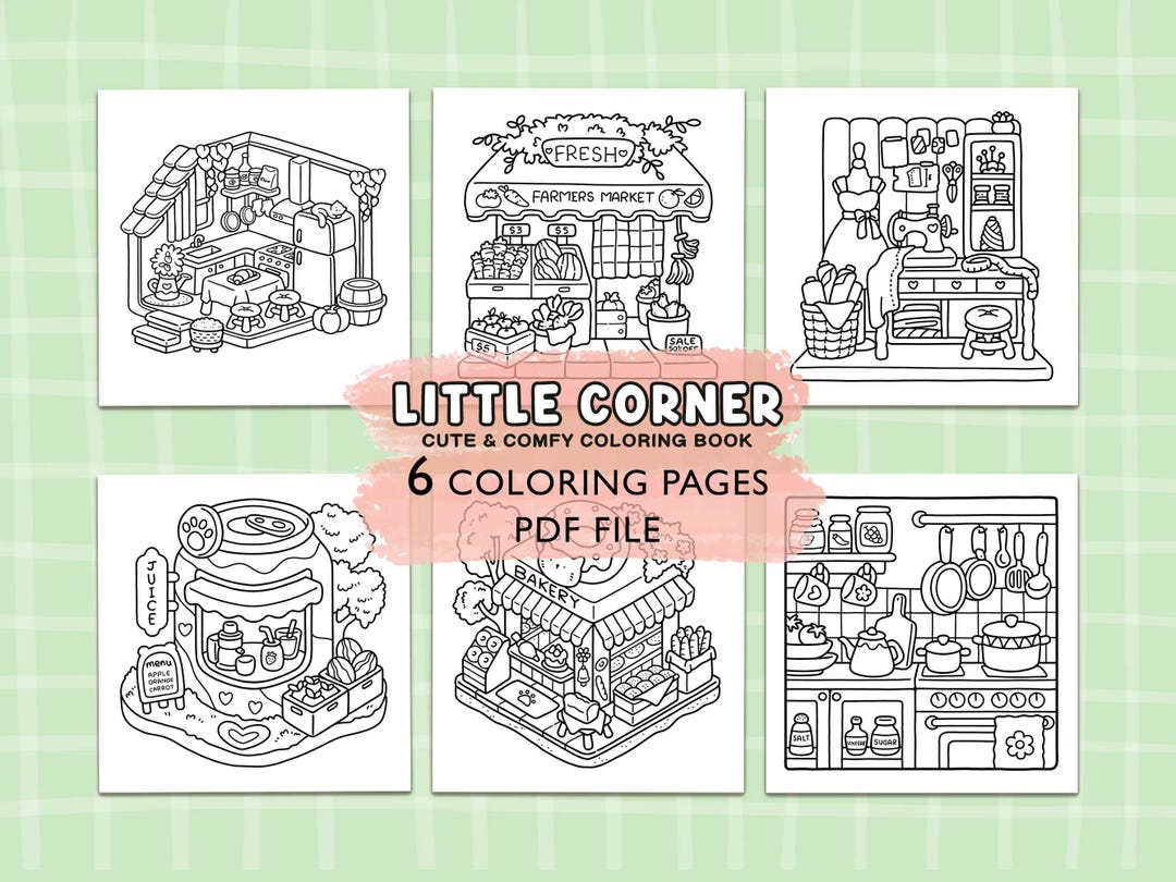 Little Corner: Super Cute Designs of Cozy, Hygge Spaces Coloring Book ...