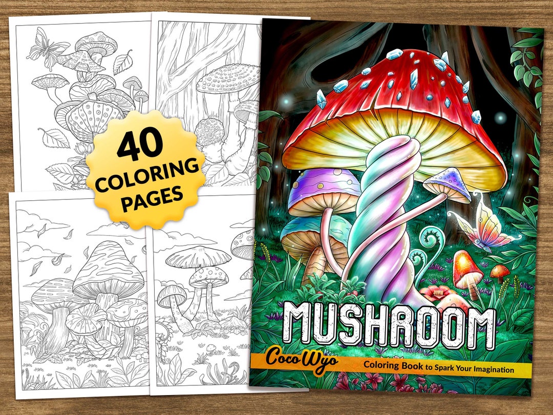 Mushroom: Fungi Coloring Book for Relaxing by Coco Wyo - Etsy