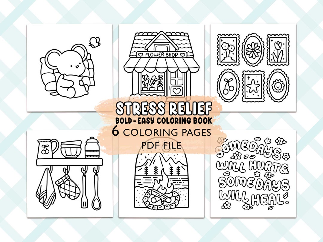 Stress Relief: Simple and Relaxing Coloring Book by Coco Wyo - Etsy