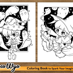 Chibi Witches: Cute Fantasy Coloring Book for Relaxing by Coco Wyo - Etsy