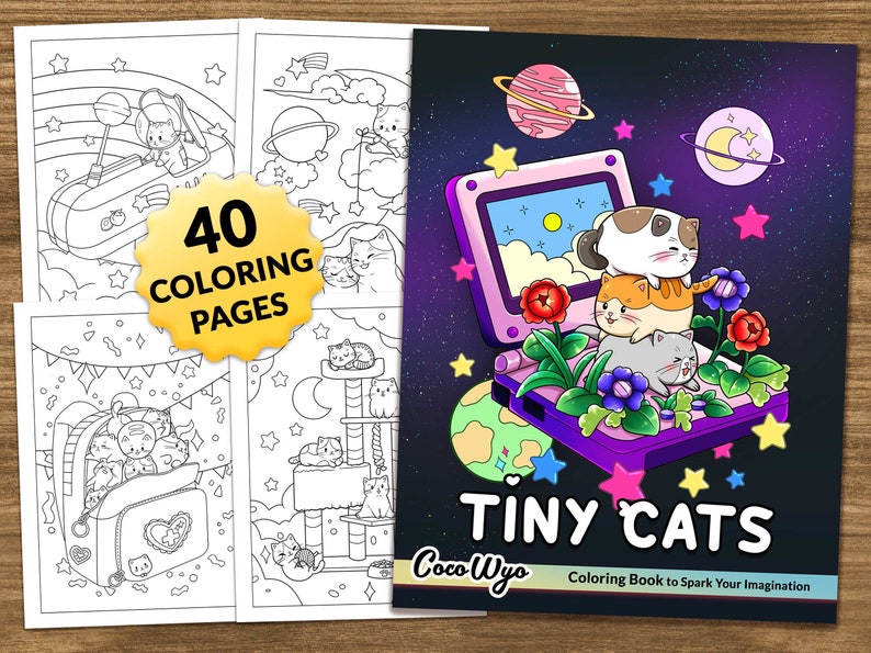 Tiny Cats: Cute Coloring Book for Relaxing by Coco Wyo - Etsy