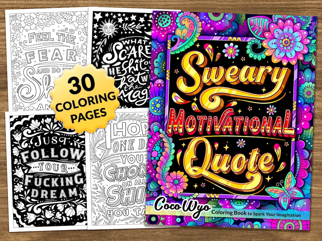 Sweary Motivational Quotes: Inspirational Coloring Book for Adults by ...