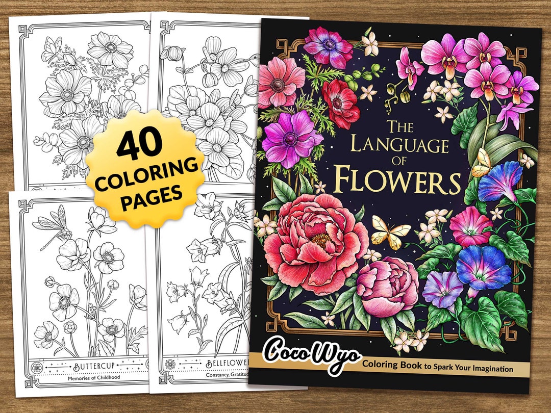 The Language of Flowers: Flower and Botanical Coloring Book for ...