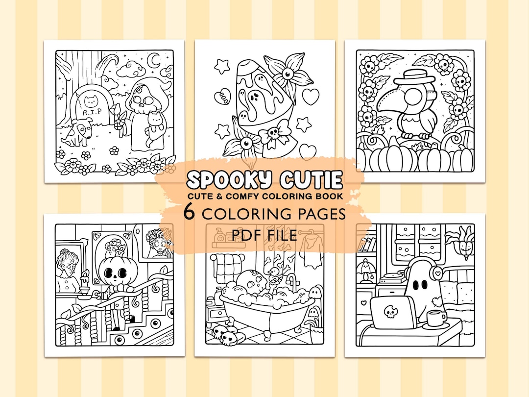 Spooky Cutie: Adorable Creepy Creatures in Cozy Hygge Moments Coloring ...