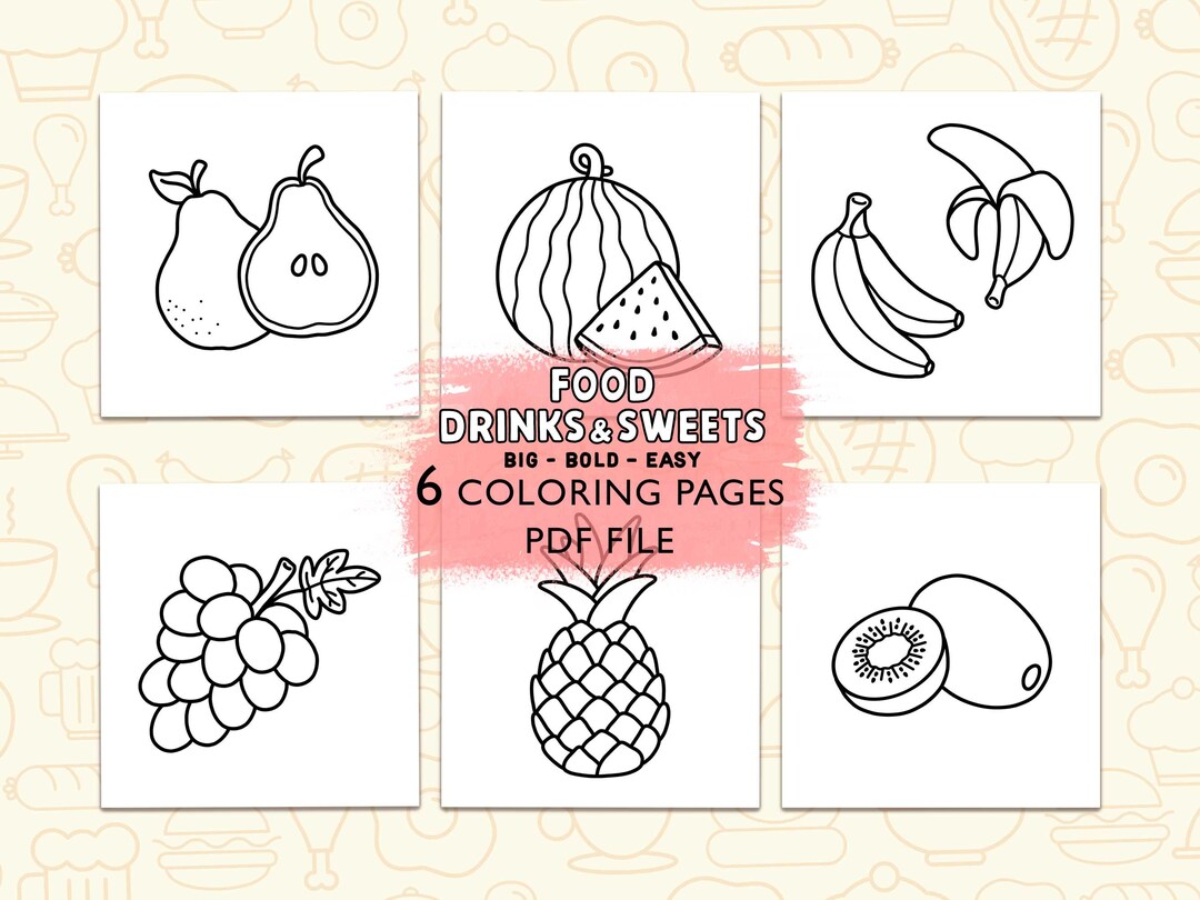 Food Drink & Sweets: Food and Drink Relaxation Coloring Book | Fruits ...