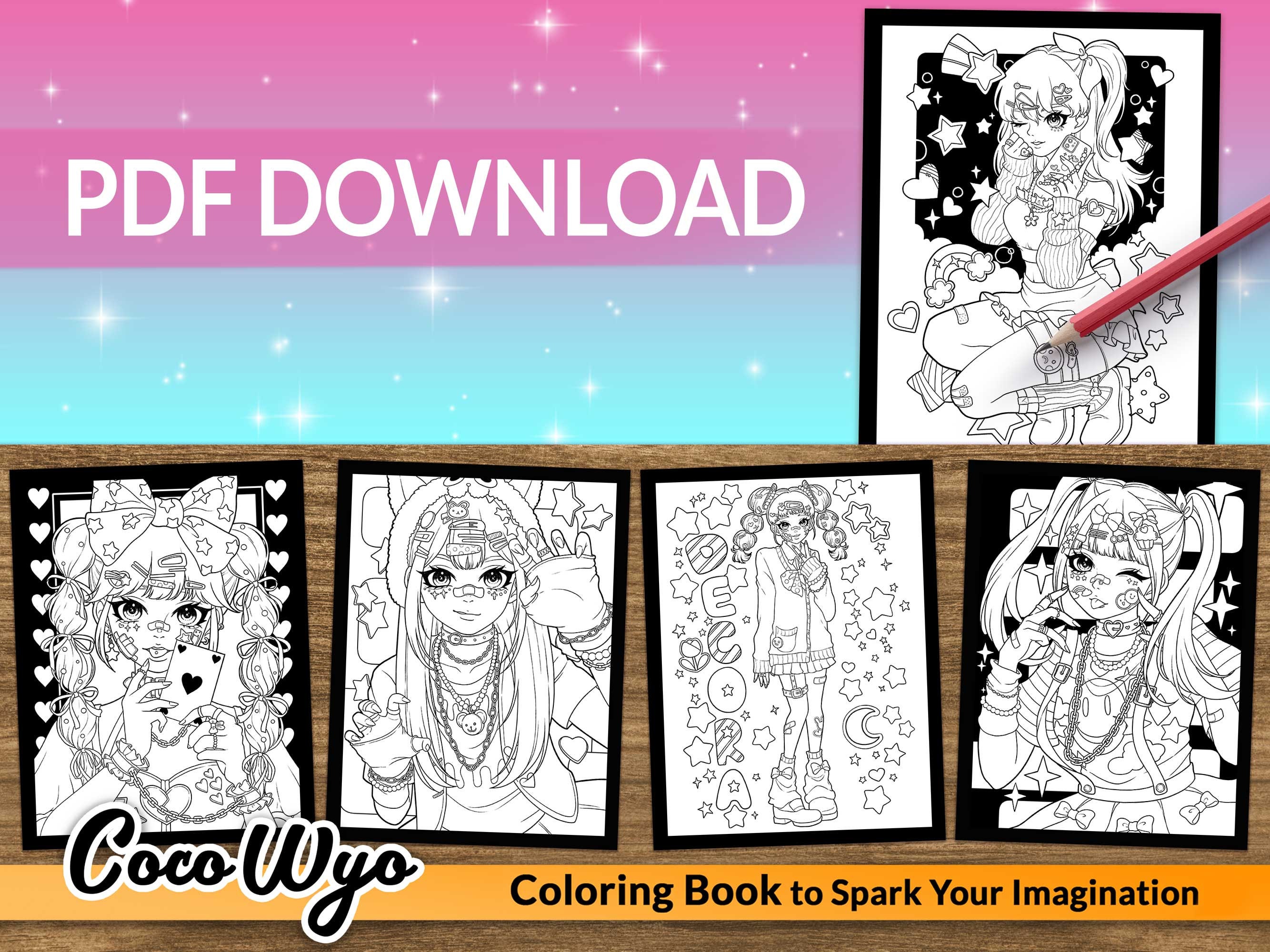 Decora Girls: Coloring Book for Relaxing by Coco Wyo - Etsy