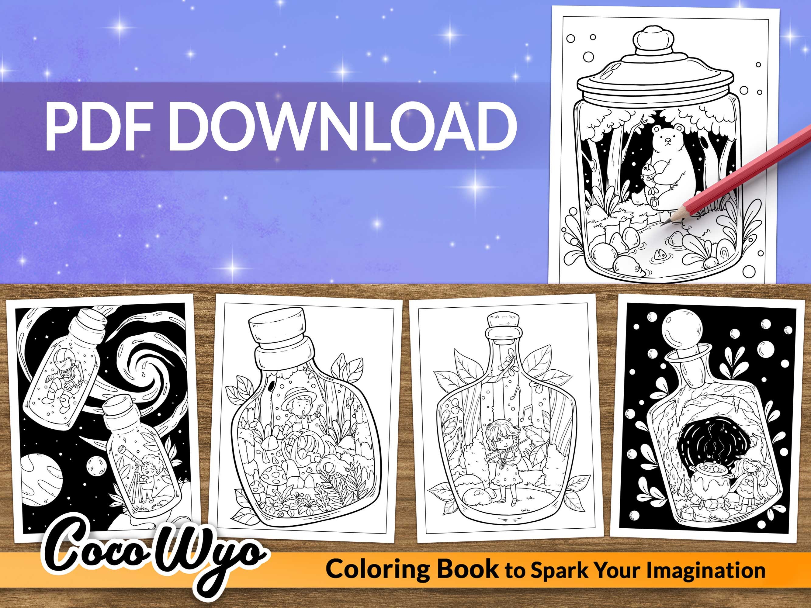 Life Inside Jar: Cute Coloring Book for Relaxing by Coco Wyo - Etsy