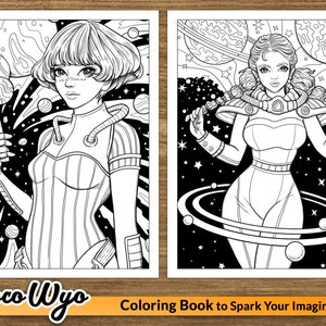 Galaxy Queen: Sci-fi Coloring Book for Relaxing by Coco Wyo - Etsy