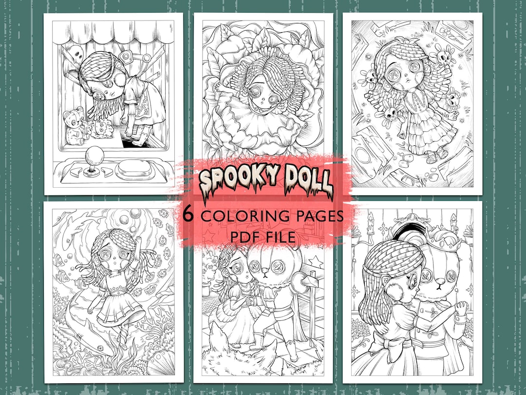 Spooky Doll | Combo 2: Cute and Creepy Coloring Book With a Mysterious ...