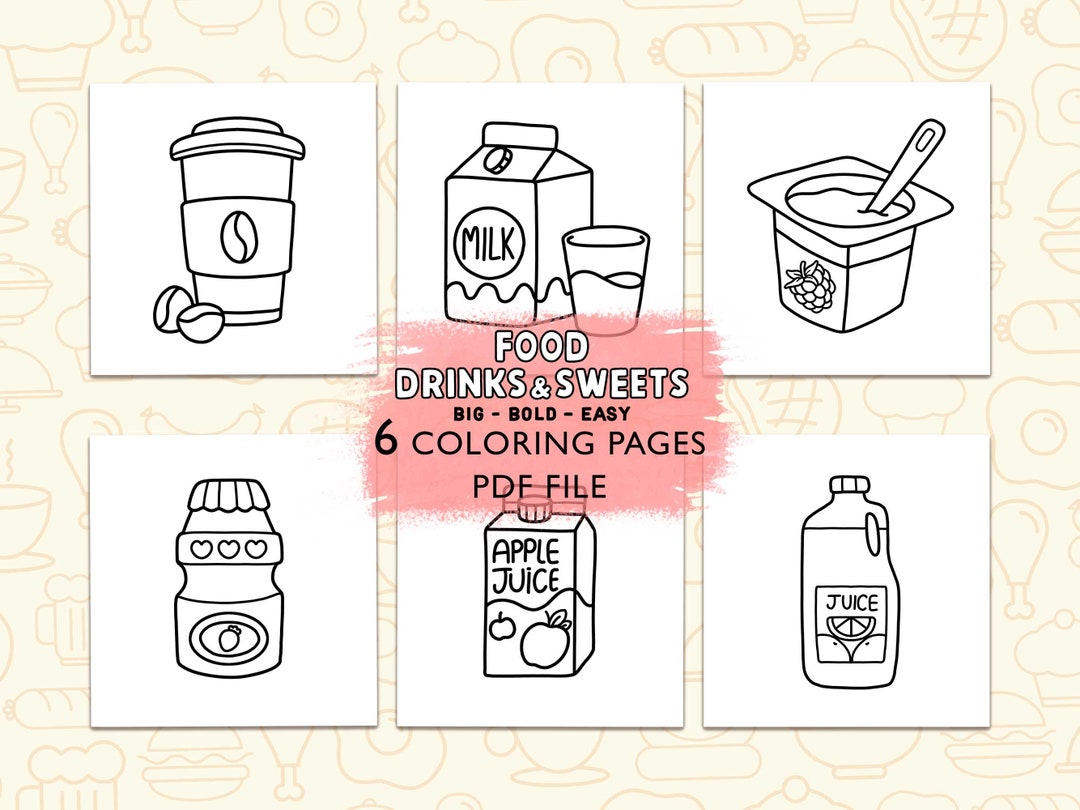 Food Drink & Sweets: Food and Drink Relaxation Coloring Book | Drinks ...