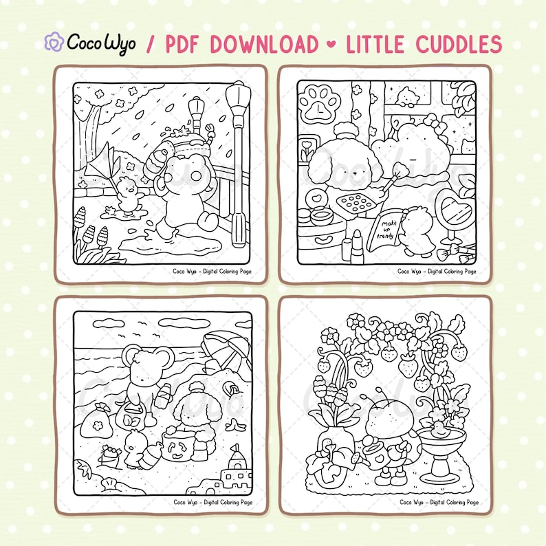 Little Cuddles | Combo 3: Super Cute Animal Characters Coloring Pages ...
