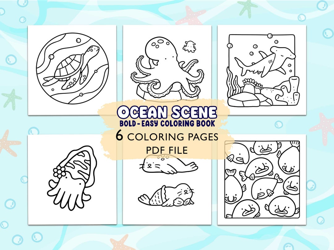 Ocean Scene: Bold and Easy Designs for Relaxation With Sea Life ...