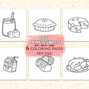 Food Drink & Sweets: Food and Drink Relaxation Coloring Book - Etsy