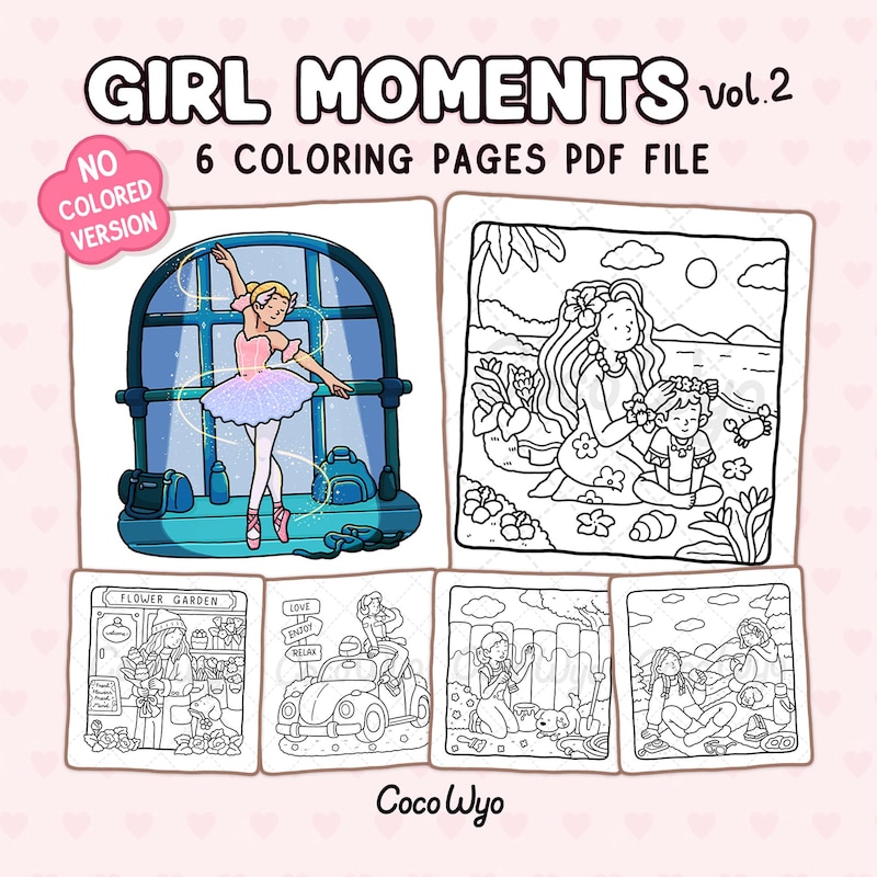 Coloring Book Cute Girl - Etsy UK
