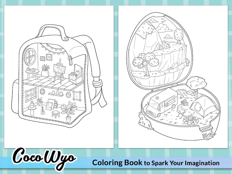Pocket World: Miniature Worlds Coloring Book by Coco Wyo - Etsy